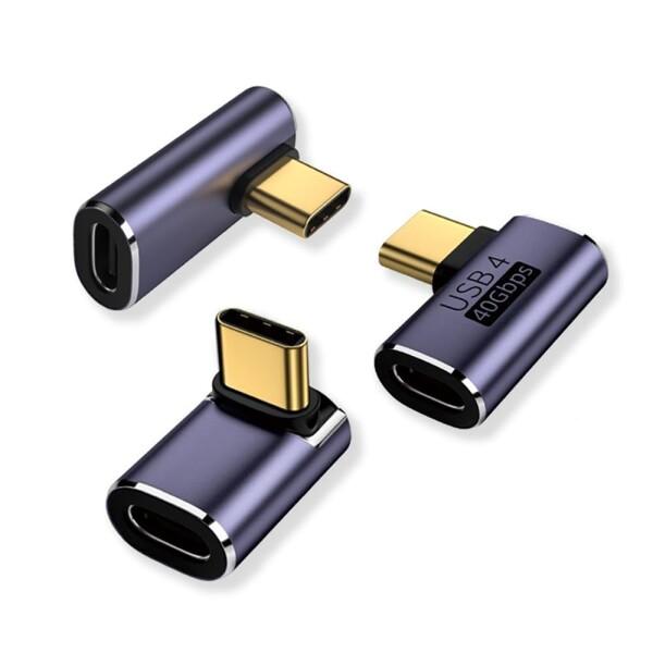 NITIUMI USB Type C L字 変換アダプタ USB4.0 Type C 変換 アダプター 左右 90° 曲げ PD 100W/5A急速充電 8K@60Hz映像出力 40Gbps高速データ転送 L字 USB C アダプタ USB...