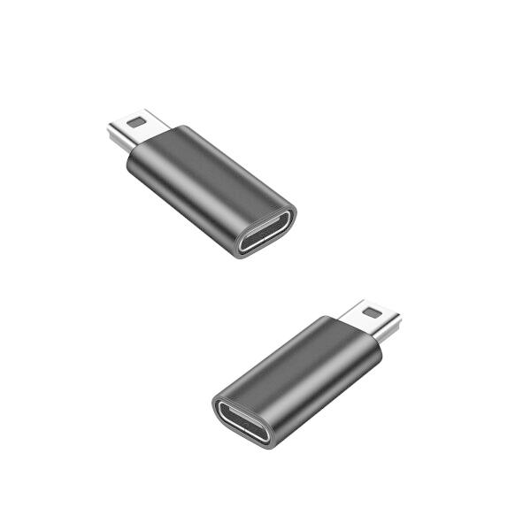 ALLVD 2個セット USB C to ミニUSB変換アダプタ(メス) - (オス)アダプター Mini Bオ 変換コネクタ 充電とデータ転送 変換アダプター (ブラック*2個)商品コード：49081223152サイズ：USB Mini ...