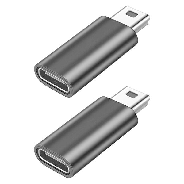USB C → Mini USB 変換 アダプター 2個 Type C メス to ミニ USB オス アダプター 充電とデータ転送 ミニデジタルカメラ/ドライブレコーダー/GPSに対応 ブラック商品コード：49081223159サイズ：T...