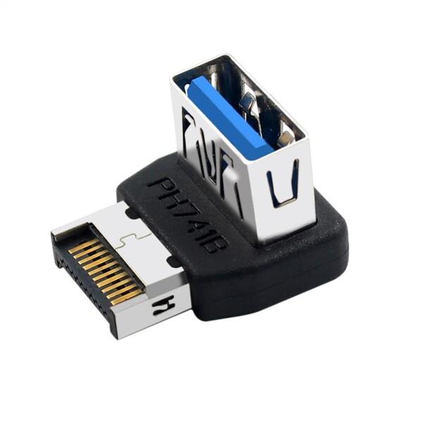 CY USB 3.1 フロントパネルヘッダー オス Type-E - Type-A USB3.0 メス データアダプター ダウンアングル 90 度 マザーボード用商品コード：49081223219型番：UC-010-AB-HXこの角度付きタ...