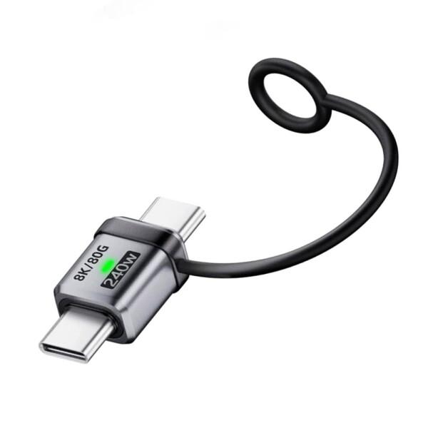 Xiwai USB5.0 80Gbps オス-オス ストレート USB C 延長アダプター ストラップ テザー ランヤード キーチェーン付き 240W 16K 8K 5K USB4.0 Thunderbolt3/4/5 対応商品コード：49...