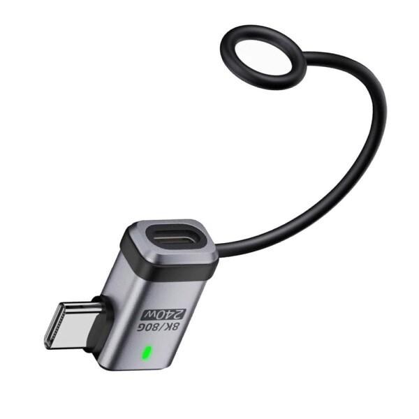 Xiwai 90度USB5.0 80Gbps オス-メス 左/右角度付きUSB C延長アダプター ストラップ、テザー、ランヤード、キーチェーン付き 240W 16K 8K 5K USB4.0 Thunderbolt3/4/5対応商品コード：...