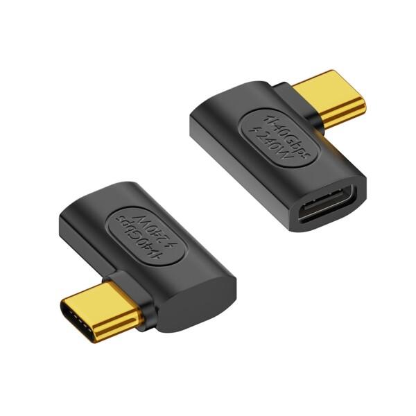 Duttek ライトアングル USB Cアダプター Thunderbolt 4ケーブル対応 240W 40Gbps 90度 USB C オスメス アダプター 8K@60Hzビデオ付き USB 4 PC タブレット iPhone 15 Ste...