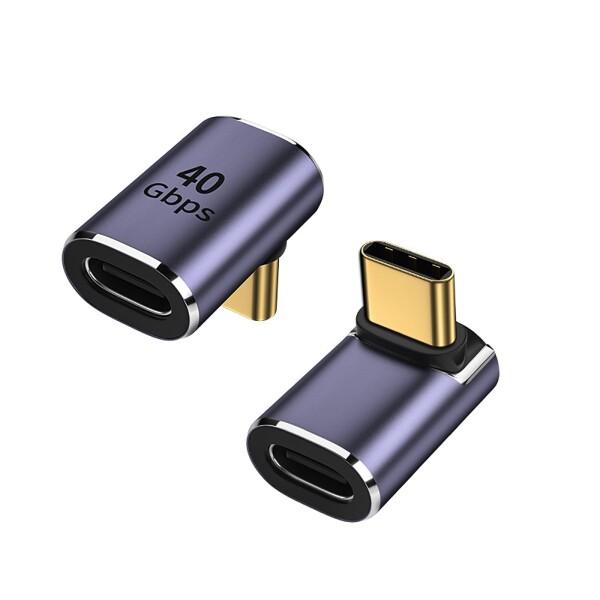 TRkin USB C 変換アダプター L字 Type Cオスメス 90度 直角 40Gbps 高速データ転送/8K@60Hz映像出力 急速充電Thunderbolt 4、MacBook Pro、MacBook Air、タブレット、携帯電話...