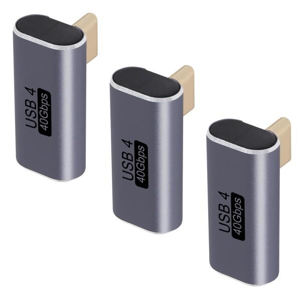 3PCS USB C変換アダプタ上下90°L型USB Cオス-メスアダプタ40Gbps高速データ転送8K@60Hzビデオ出力100W/5A急速充電Thunderboltエクスパンダ商品コード：49081223333USB CアダプタはUSB...
