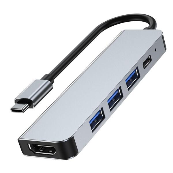 USB-C 変換アダプタ 5-in-1「4K HDMI映像出力＋PD 100W 急速充電＋USB3.0高速データ転送」HDMI Type C ハブ 在宅勤務 設定不要 タイプc 変換 アダプタ MacBook Pro/Air、iPad Pr...