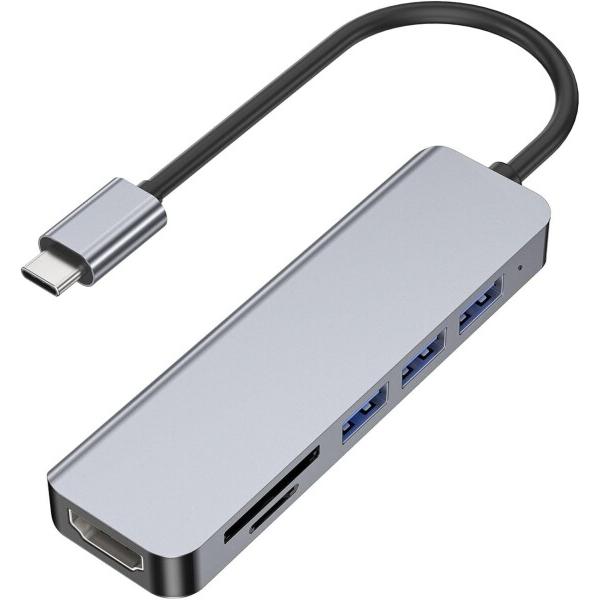 USB-C 変換 アダプタ 6-in-1「4K HDMI映像出力＋USB3.0高速データ転送+SD&amp;TFカードスロット搭載」HDMI Type-C ハブ 在宅勤務 設定不要 タイプC 変換 MacBook Pro/Air、iPad ...