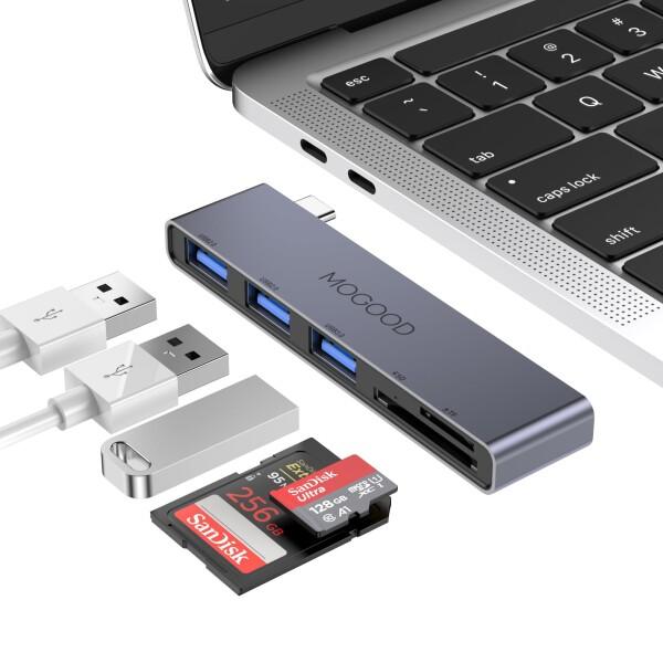 MOGOOD USB C ハブ アダプタ 5-in-1 USB3.0ハブ 1×USB 3.0、2×USB 2.0、SD/TFカードリーダー Macbook ProとAir部品、ノートパソコン、デスクトップ、MAC、Macbook、PS 4な...