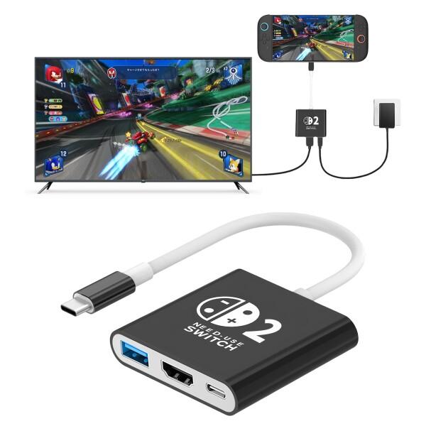 Switch 2用ドックスイッチ2ドック 旧型Switch/OLED/ 2用 テレビ接続出力 AriKroii USBハブ HDMI2.0/4K@60Hz/PD100W/USB3.0対応 ゲーム機本体 HD変換/TV/テーブルモード 3in...