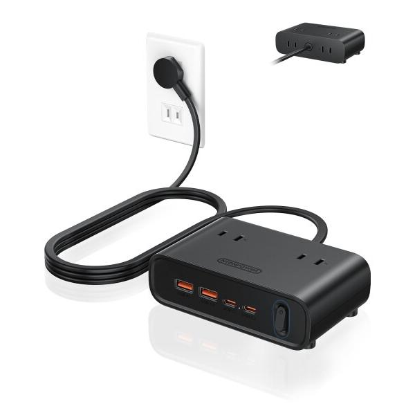 NTONPOWER 延長コード 1m 電源タップ usb付き 25W コンセント タコ足配線 テーブル 電源コード 4個AC口 2個USB-A 2個USB-C 雷ガード 蛸足コンセント コンセント 分岐 たこあし 延長 コード オシャレ 壁...