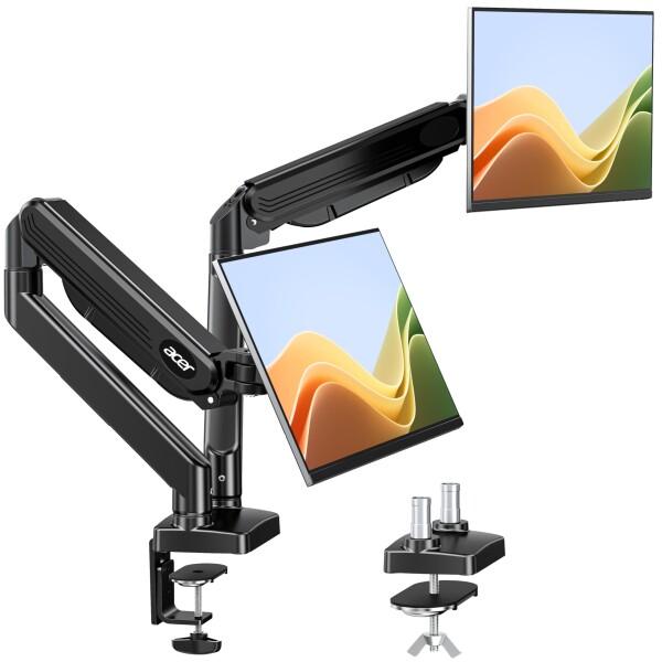 Acer モニターアーム デュアル 2画面デュアルモニターアーム PC 耐荷重各2.2〜9kg ガス圧式 グロメット式＆クランプ式 VESA 75 / 100mm 上下左右の角度・高さを多角度調節可能 ケープル収納 セットアップも簡単商品コ...