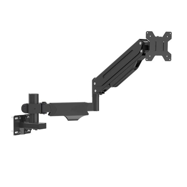 モニターアーム ポール取付 バンドクランプ式 パイプ取付 耐荷重10kg 18-32インチ対応 VESA75/100 角度調整 パイプ径 25-60mm（角パイプ対応） シングルアーム デュアルジョイント (D)商品コード：49081223...