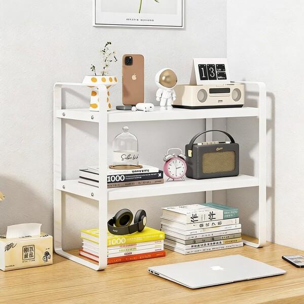 Aikenn 卓上本棚 上置き棚 卓上ラック デスク上ラック 机上収納 オフィス デスク収納 机上本棚 小物収納 おしゃれ ブックスタンド 本立て 大容量 整理整頓 スッキリ (白＋白フレーム)商品コード：49081250510型番：hqa...