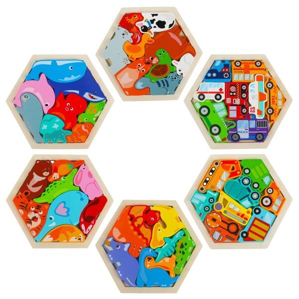 ENN LLC 木製パズル はめ込み 恐竜 海洋生物 車 パズル 6個セット商品コード：49081253965型番：ENN-327色とりどりのパズルは、創造力と手の器用さを養います。自然の木を使用し、丸みを帯びたエッジで設計されています。パ...