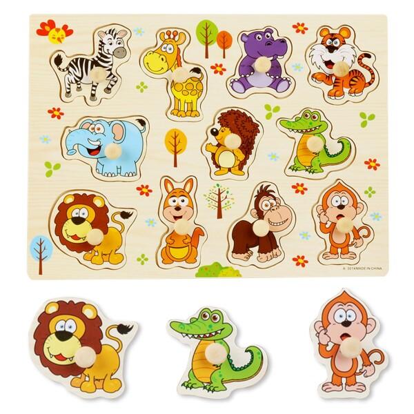 木製パズル 型はめパズル 赤ちゃん モンテッソーリ 知育おもちゃ 幼児早期開発 形合わせ 形認識 色認知 脳トレ 手と目の調和 カラーマッチング フルーツ/動物/乗り物/海洋生物/野菜/数字/英語のアルファベット 男の子 女の子 誕生日 プ...