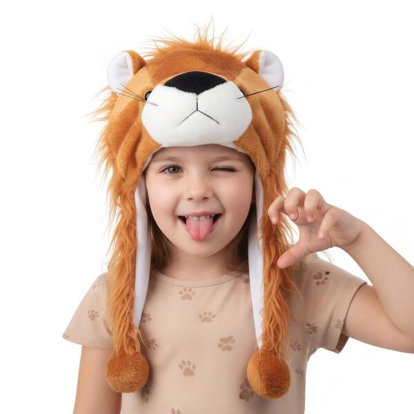 (LYING) 子供 動物帽子 コスプレ 被り物 ウサギ・ライオン・トナカイ・パンダ帽子 耳当て付き キャップ キッズ 男の子 女の子 可愛い アニマルハット 防寒 着ぐるみ かぶりもの ハロウィン クリスマス 変装 撮影 小道具 お誕生日...