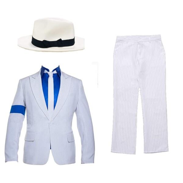 (XITONGTANG) マイケル・ジャクソンコスプレ衣装 Smooth Criminal 白 スーツ 大人と子供Cosplay Costume 男女兼用Bad記念 ステージ服 5点セット洋服 仮装/変装 コスプレ (S)商品コード：490...