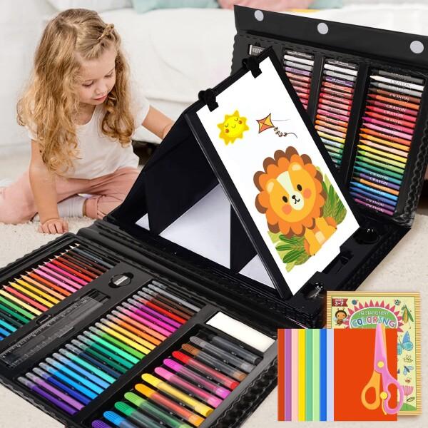 【発売日：2024年12月10日】Okiki お絵かきセット208ピース お絵描きセット 塗り絵 知育教育 小学生 低学年 女の子 男の子 プレゼント 絵の具 絵画 文房具 子供ギフト 持ち歩き 入園 入学 卒園 誕生日 クリスマス 贈り物...