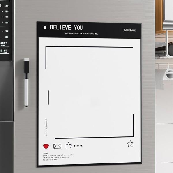 Ponko マグネットホワイトボード 可擦書き メモボード 冷蔵庫用 3種類選択（ブラック＆ホワイト/カラフルToDoリスト/月間カレンダー） 水性ペン付属 磁石ボード 予定表 スケジュール 管理 メモ 再利用可能 (ブラック＆ホワイト)商...