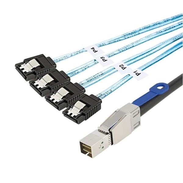 AoQhir Mini SAS HD SFF-8644 IC - 4 x SATA 7ピンケーブル ? 6Gbps 高速サーバーハードドライブインターコネクト、28AWG銅線 (1m)商品コード：49081255153型番：1m6Gbpsの...