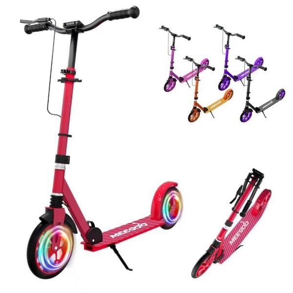 キックスクーター 大人子供兼用 耐荷重100kg 8インチ ショックアブソーバー付き ハンドル高さ調整可能 デュアルブレーキ 滑り止めデッキ (レッド)商品コード：49081268568型番：H015Dカラー：レッド【成長に合わせて伸びるカ...