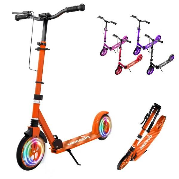 キックスクーター 大人子供兼用 耐荷重100kg 8インチ ショックアブソーバー付き ハンドル高さ調整可能 デュアルブレーキ 滑り止めデッキ (オレンジ)商品コード：49081268569型番：H015Dカラー：オレンジ【成長に合わせて伸び...