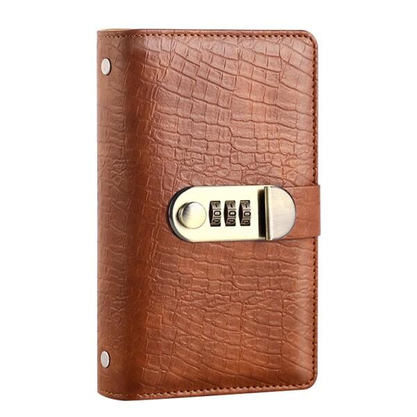 TVETE 貯金バインダー お札 100万円貯金箱 パスワードロック貯金帳 ワニ柄 PUレザー製 レトロスタイル 家計簿 大容量 紙幣収納ブック 家計管理 ファイル お金管理 手帳 封筒貯金 家庭 オフィス 旅行 モバイル金庫 (ブラウン)...