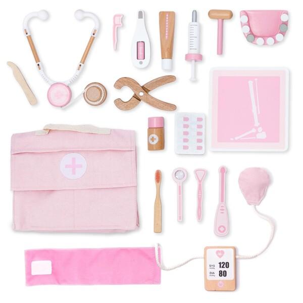 UMU お医者さんセット 女の子 おもちゃ 歯医者さんごっこ ごっこ遊び 歯医者 おままごと 木製 おもちゃ 知育玩具 3歳以上 男の子 女の子 誕生日プレゼント 18点セット ピンク 聴診器 搭載道具 入園祝い商品コード：49081270...