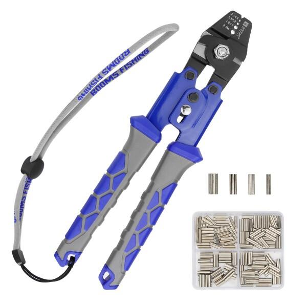 Booms Fishing XW40 ハンドプレッサー アルミスリーブ かしめ機 圧着工具 ワイヤーロープカッター ワイヤークランプカッター 圧着能力(線径[ファイ]0.1〜[ファイ]2.2mm) 140pcsスリーブ付き商品コード：490...