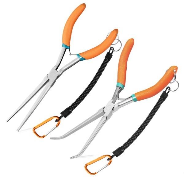 LEONTOOL ロング先細ラジオペンチ 針はずしプライヤー 2本セット 先細ペンチ 極細 先曲がりラジオペンチ 先曲ラジオペンチ 先曲リードペンチ 曲げハンドル ロングタイプ ワイヤークラフトペンチ フィッシングプライヤー ミニチュア バ...