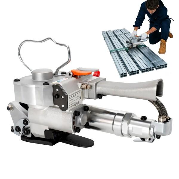 OKVEQUIP バンド結束機 ppバンド 結束機 エアー式 樹脂バンド用 重梱包用 結束機 バンド幅13〜19mm迄 省力 最大張力3500N 自動 紙 アルミニウム スチール 木材 綿織物商品コード：49081274488型番：A19D...