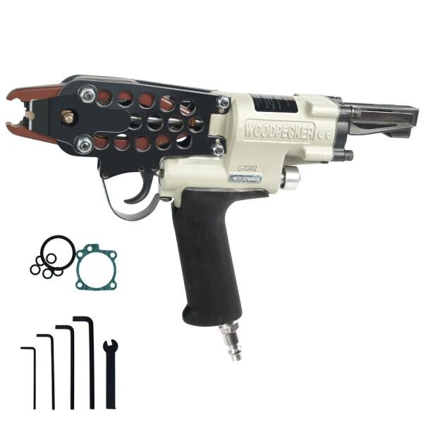 WOODPECKER C-7CA 15ゲージ 3/4インチ 空気圧ホッグリングガン 閉鎖直径0.25インチ 小型ループ エアホッグリングパイラー 空気圧Cリングガン ケージ、ワイヤーメッシュ、トラップ、室内装飾用商品コード：49081277...