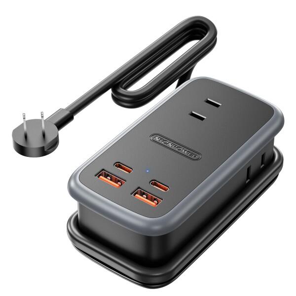 NTONPOWER 65W 電源タップ 薄型プラグ 延長コード 1.27m PD 急速充電 巻き取り式 7-in-1 3個AC口 2USB-Cポート 2USB-Aポート 壁掛け/テーブル 軽量小型 スマホ/ノートPC/タブレットその他の電子...