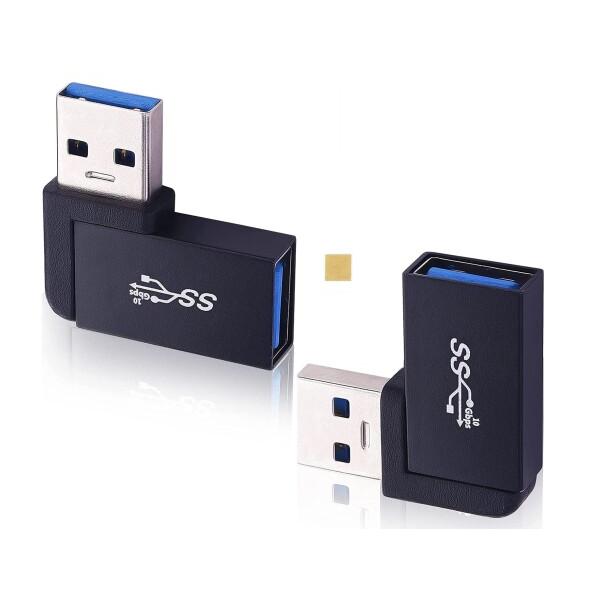 Sound Wave延長コネクタ A オス to A メス 90度 変換アダプタ ＋10Gbps 高速データ転送 タイプA 延長コネクタ Gen2USBオスL-メス (右向き2個)商品コード：49081304808型番：SW-Ad0306M...