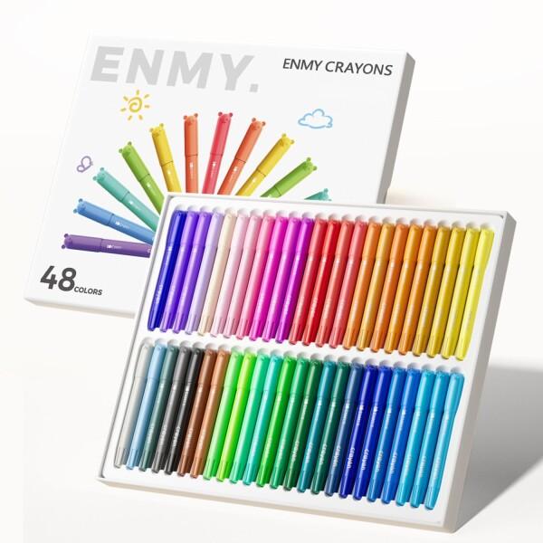 ENMY 48色セット クレヨン ジェルクレヨン 水で落とせる 繰り出し式 クレパス ウォッシャブル 折れにくい テンペラクレヨン 落書き 塗り絵 紙/ガラス/木に描ける お絵描きセット商品コード：49081315840型番：ENMYLAB...