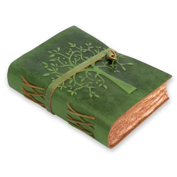 LEATHER VILLAGE Tree of Life ジャーナル ノートブック スケッチブック ダイアリー - 13 X 8 インチ - グリーン - 200 ページ - 水彩紙 - Book of Shadows - ヴィンテージレザ...