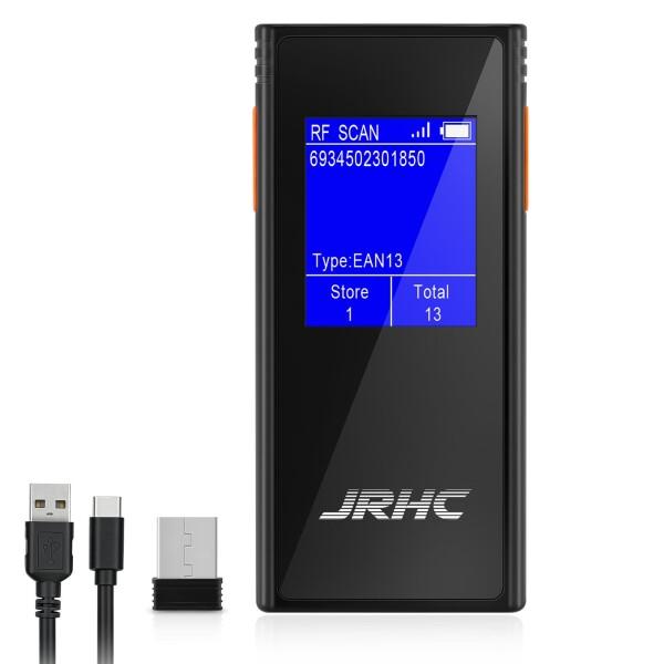 JRHCバーコードリーダー ワイヤレス、1.77インチの表示画面の1D qrバーコードスキャナー、充電可能なポータブルハンドホールドバーコードリーダー2.4G無線受信機のプラグアンドプレイ商品コード：49081319854型番：S-1106...