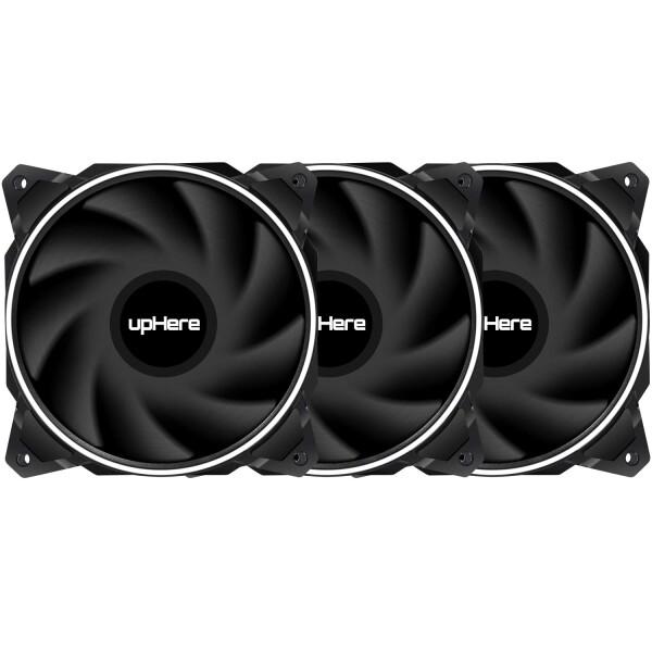 upHere 120mm PCケースファン 前後両面白色LED 25mm厚 3PINコネクタ 静音 3本EN12WT3…商品コード：49081321184型番：UAO1-FAN-ARGBカラー：白色【前後外側の枠が虹色効果】前後両面のLED...