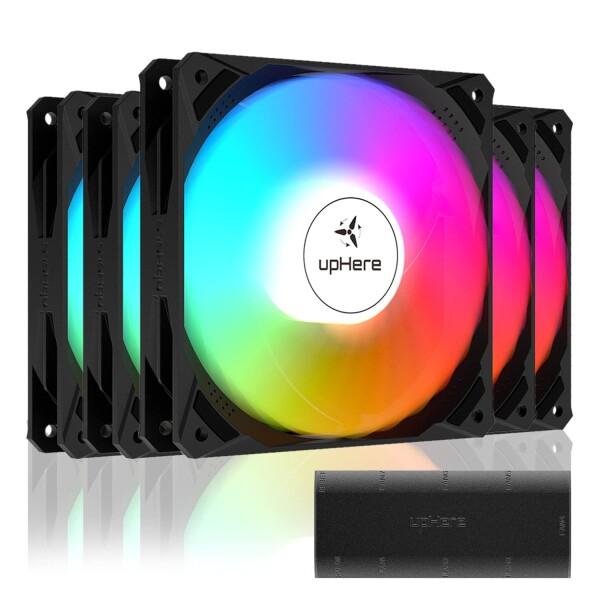Novonest ARGB PCケースファン 120mm PWM 高性能 静音 ファン PWM 4PINコネクタ LEDファン 5V 3PIN ARGBマザーボードAURA Sync対応 pc パーツ 冷却ファン 5本1セット商品コード：4...