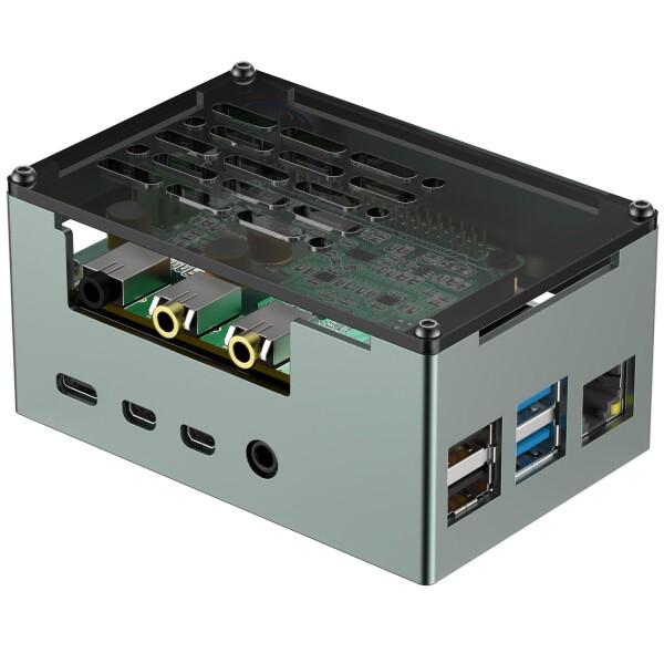 InnoMaker Raspberry Pi 4用アルミニウム合金ケース - DAC/DAC PRO/AMP/AMP PRO/RS485&amp;CAN HAT、3510 PWMファン＆パッシブヒートシンク冷却対応、拡張ボード用商品コード：...
