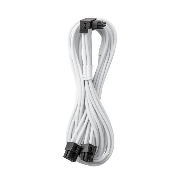 CableMod C-Series Pro ModMesh Sleeved 12VHPWR 90° StealthSense PCI-e Cable for Corsair - Variant B (White, 16-pin to Dua...