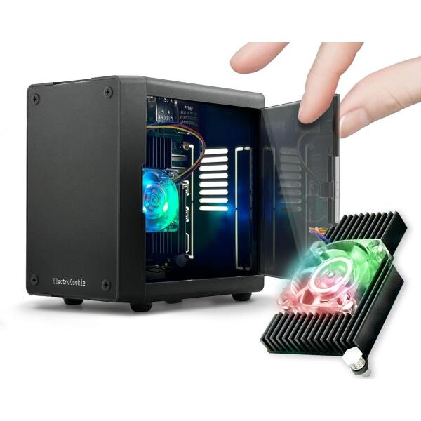 ElectroCookie Mini PCケース Raspberry Pi 5用 アクティブRGB照明クーラー付き (マットブラック)商品コード：49081321641型番：1-Black-Case-Onlyカラー：マットブラックRaspb...