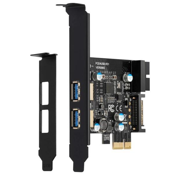 YBBOTT PCI E USB 3.0 増設カード、内部19ピンUSB 3.0コネクタ付きPCI Express 1X 2ポート、Superspeed 5Gbps PCI E USBIII拡張カード、コントローラアダプタサポートWindo...