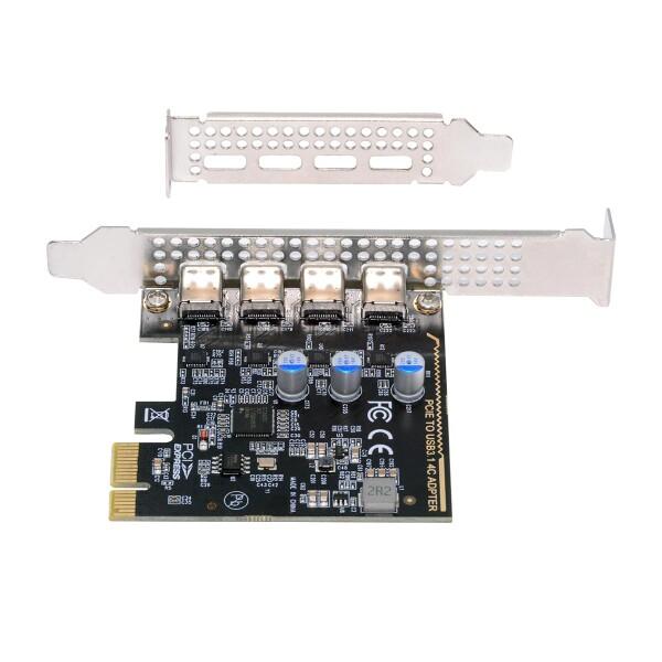 CY USB3.1 Gen1 5Gbps 4ポート Type-C USB-Cメス - PCI-E Express 1xカードアダプタ uPD720201 ロープロファイルブラケット付き商品コード：49081321795型番：UC-087-4...