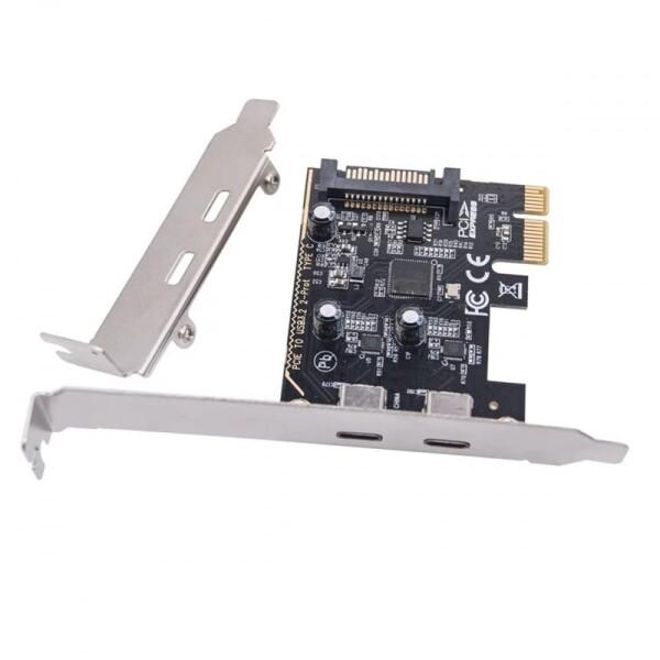 CY カード USB3.1 Gen1 5Gbps デュアル タイプ C USB-C メス - PCI-E Express 1x カード アダプター ASM1042 ロープロファイル ブラケット付き商品コード：49081321796型番：UC...