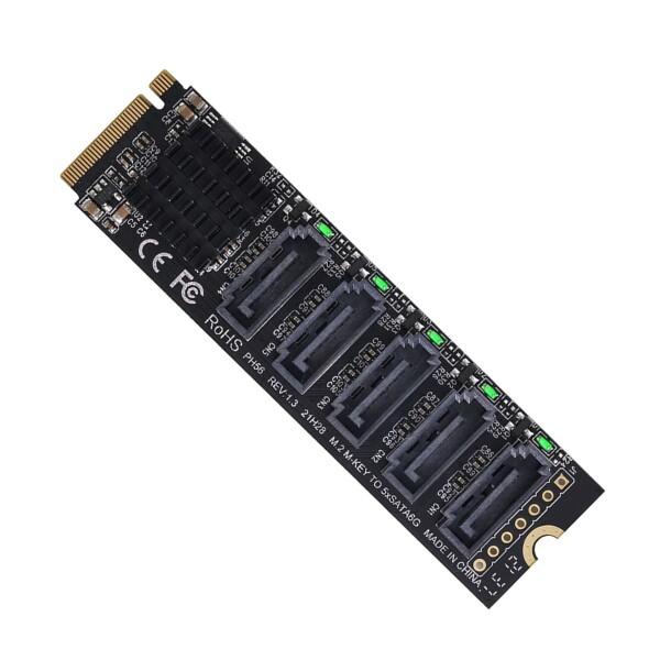 NGFF NVME M-Key PCI Express NGFF to SATA 3.0 6Gbps 5ポートアダプタコンバータハードドライブ拡張カード JMB585 2280 NASコンピュータ用 (5ポート)商品コード：49081321...