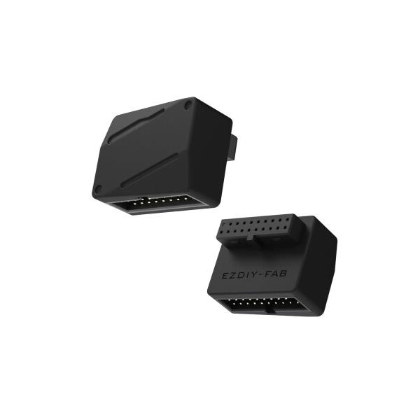 EZDIY-FAB USB3.2 Gen1 19ピン L字 90度 直角アダプター 内部USB3.0ヘッダー用 オス-メス マザーボード接続 フロントパネルUSB-A拡張 省スペース 配線改善 高耐久 PCケース対応 リバースタイプ 黒 -...