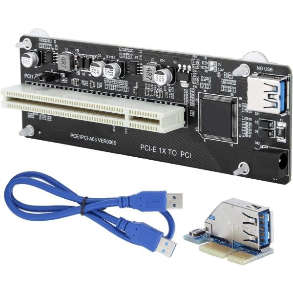 AMIUKON PCIE-デュアルPCIアダプターレジンライザー拡張カード、WINXP/for WIN7/8/10/2003 for MacOS/for LINUX +用0.6m接続ケーブル付き商品コード：49081321820型番：PCI...