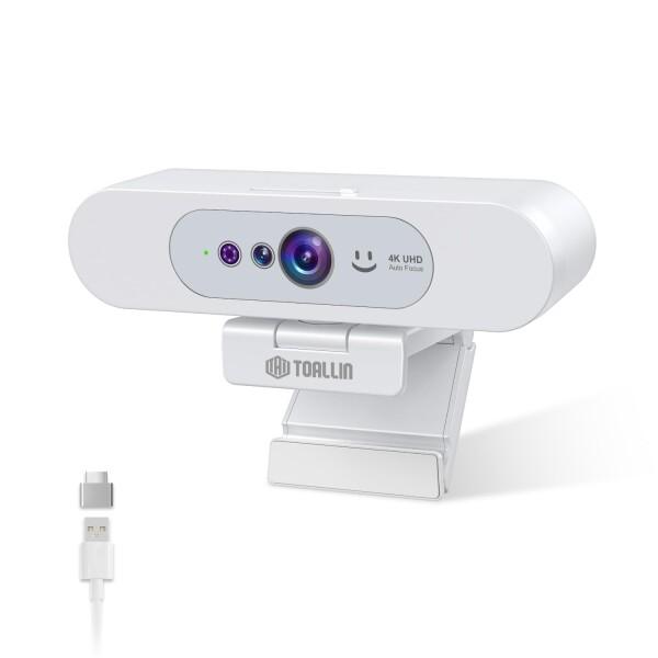 TOALLIN 4K Ultra HD ウェブカメラ、Windows Hello対応、顔認証webカメラ、オートフォーカス、内蔵マイク、ノートパソコン用USBウェブカム、ビデオ会議、ライブストリーミング、ビデオ通話に最適商品コード：4908...