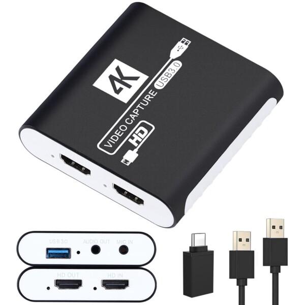 HDMI キャプチャーボード Switch対応 4K パススルー対応 1080P 60FPS USB 3.0 高速伝送 ビデオゲームキャプチャー ボード PC/PS4/PS5/Xbox/Wii U/ウェブカメラ/スマートフォン対応 Wind...